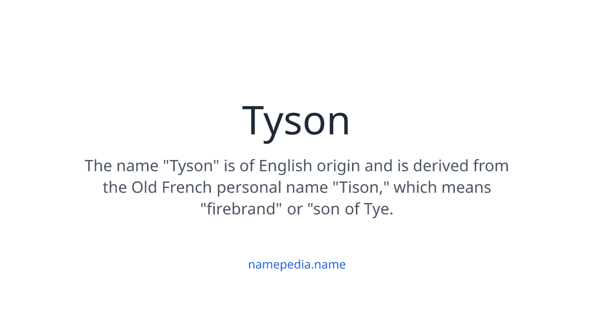 Tyson - Meaning, Nicknames, Origins and More | Namepedia