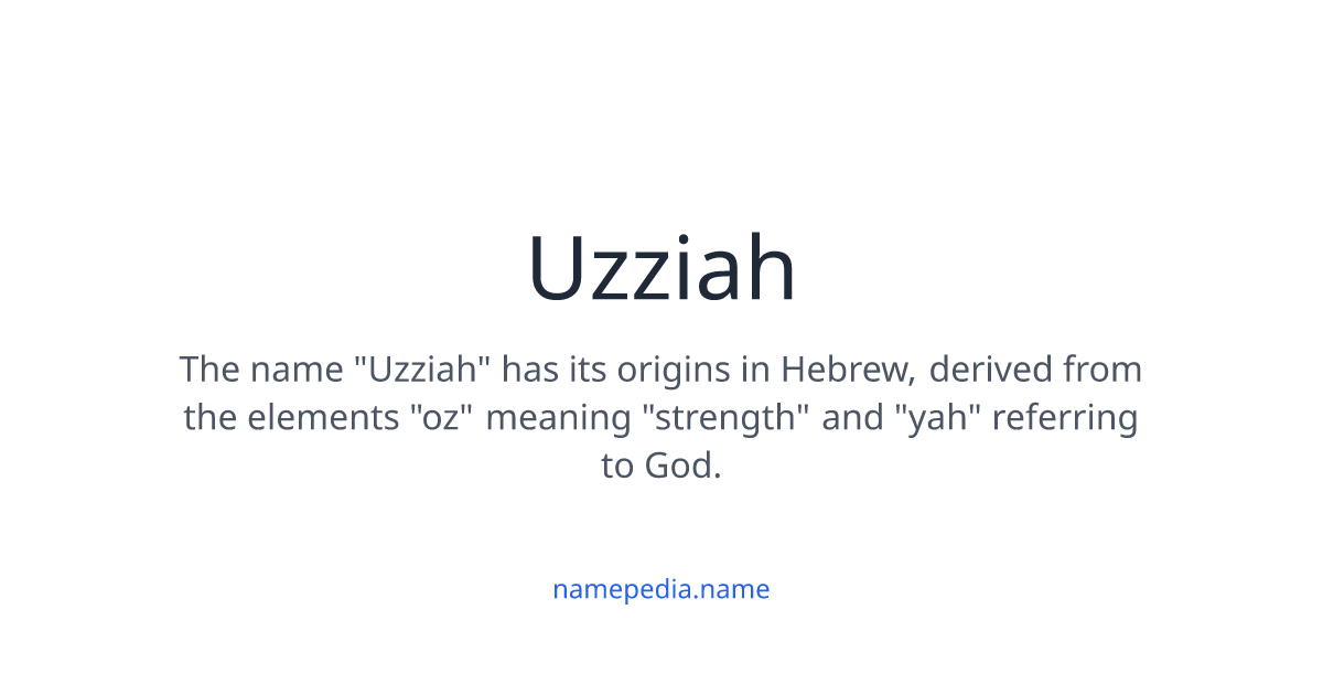 Uzziah - Meaning, Nicknames, Origins and More | Namepedia