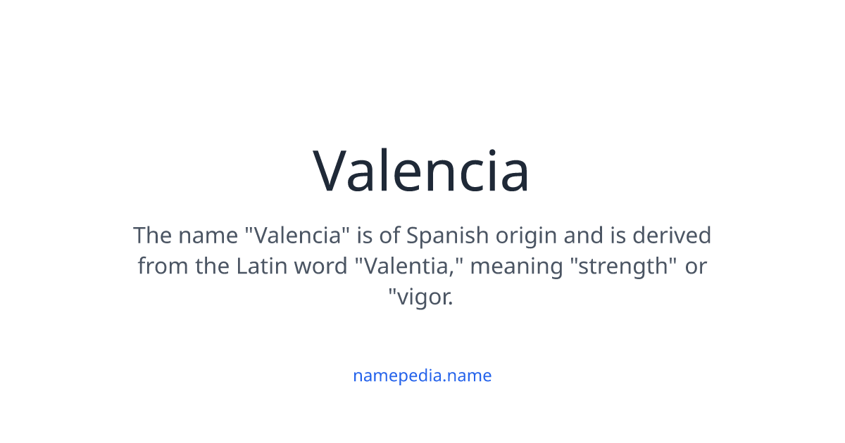 Valencia - Meaning, Nicknames, Origins and More | Namepedia