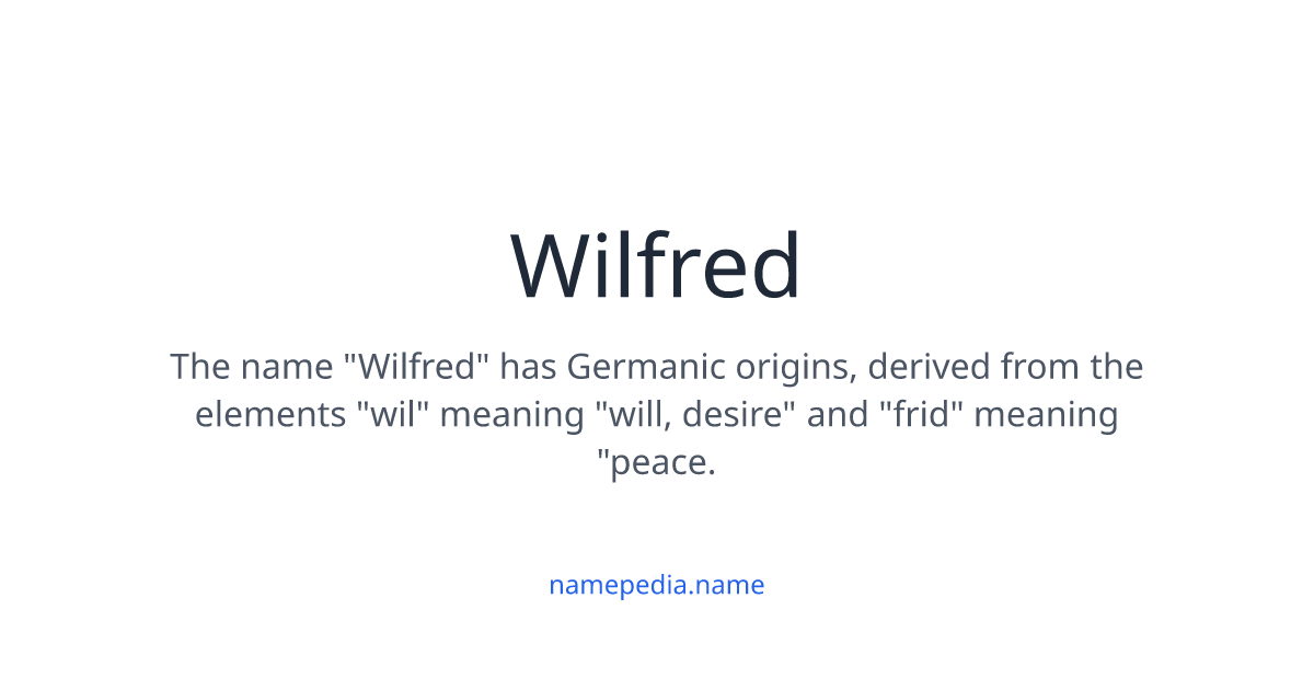 Wilfred - Meaning, Nicknames, Origins and More | Namepedia