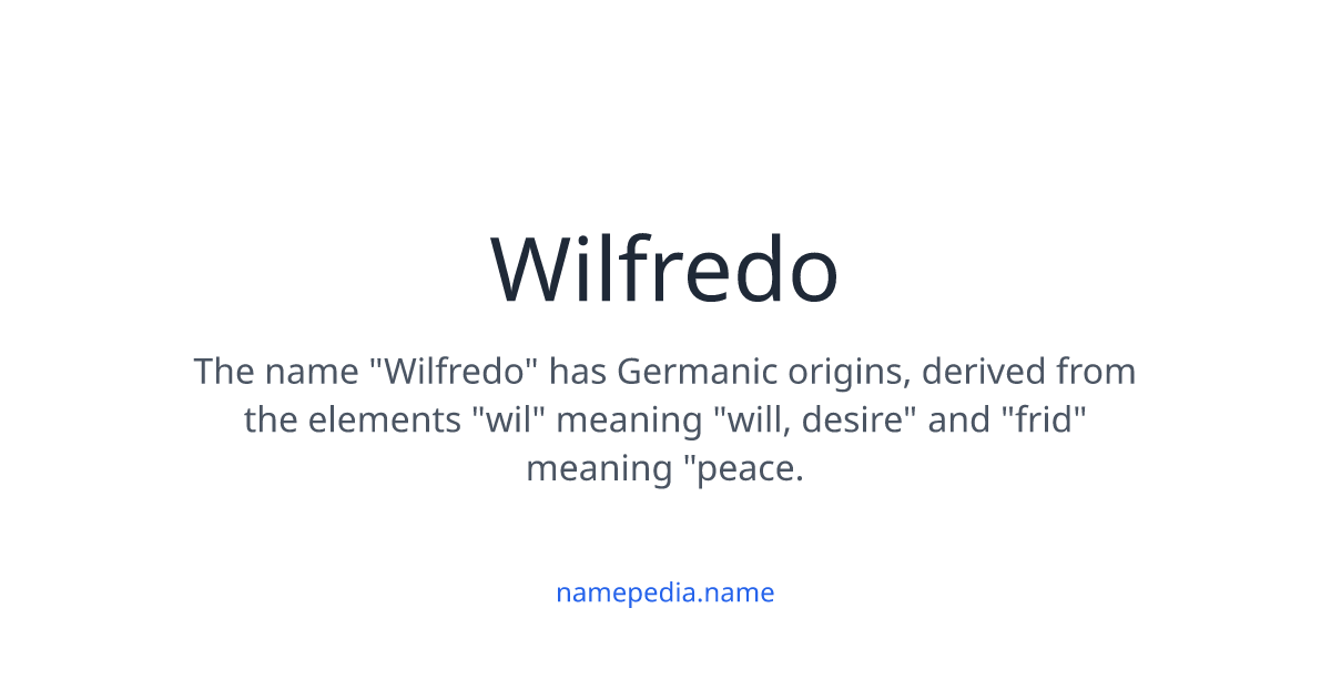 Wilfredo - Meaning, Nicknames, Origins and More | Namepedia