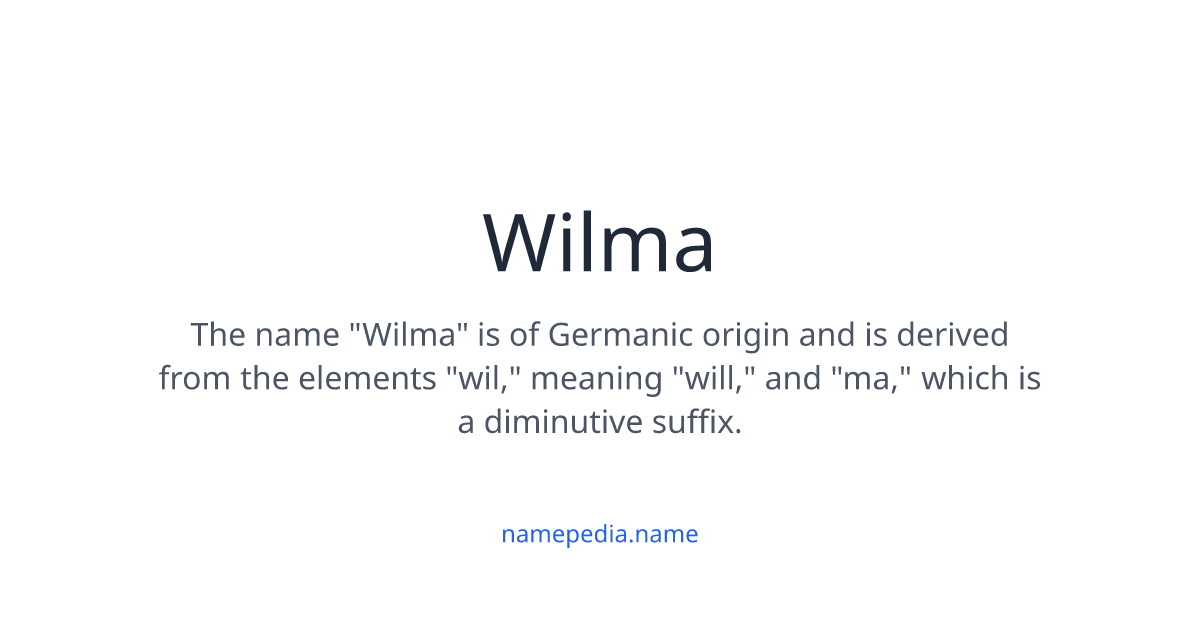 Wilma - Meaning, Nicknames, Origins and More | Namepedia