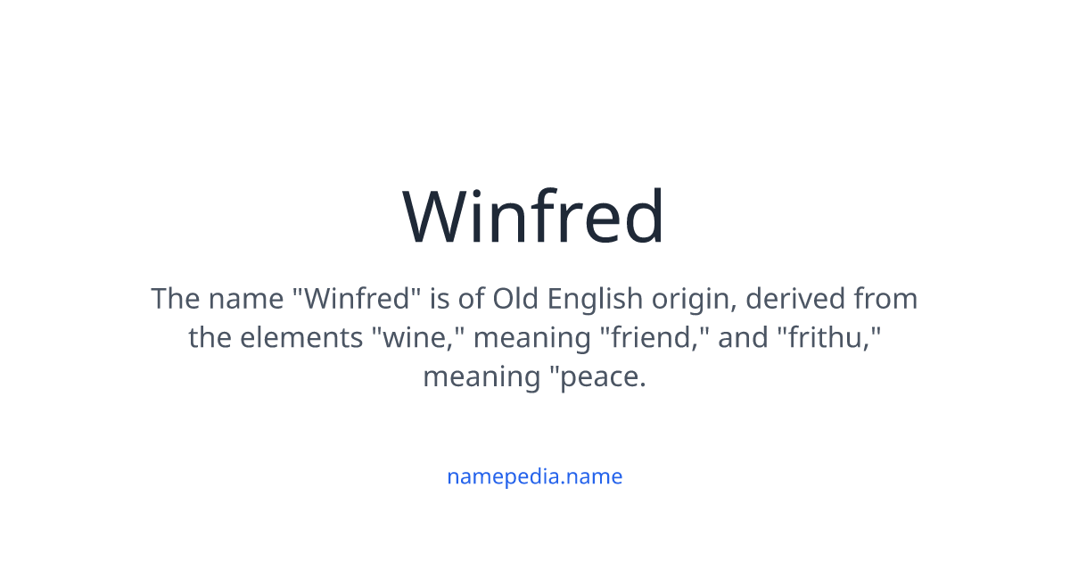 Winfred - Meaning, Nicknames, Origins and More | Namepedia