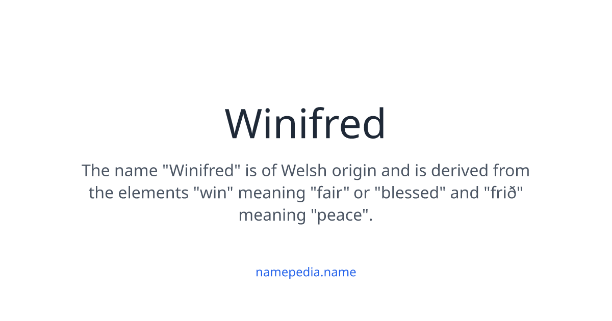Winifred - Meaning, Nicknames, Origins and More | Namepedia