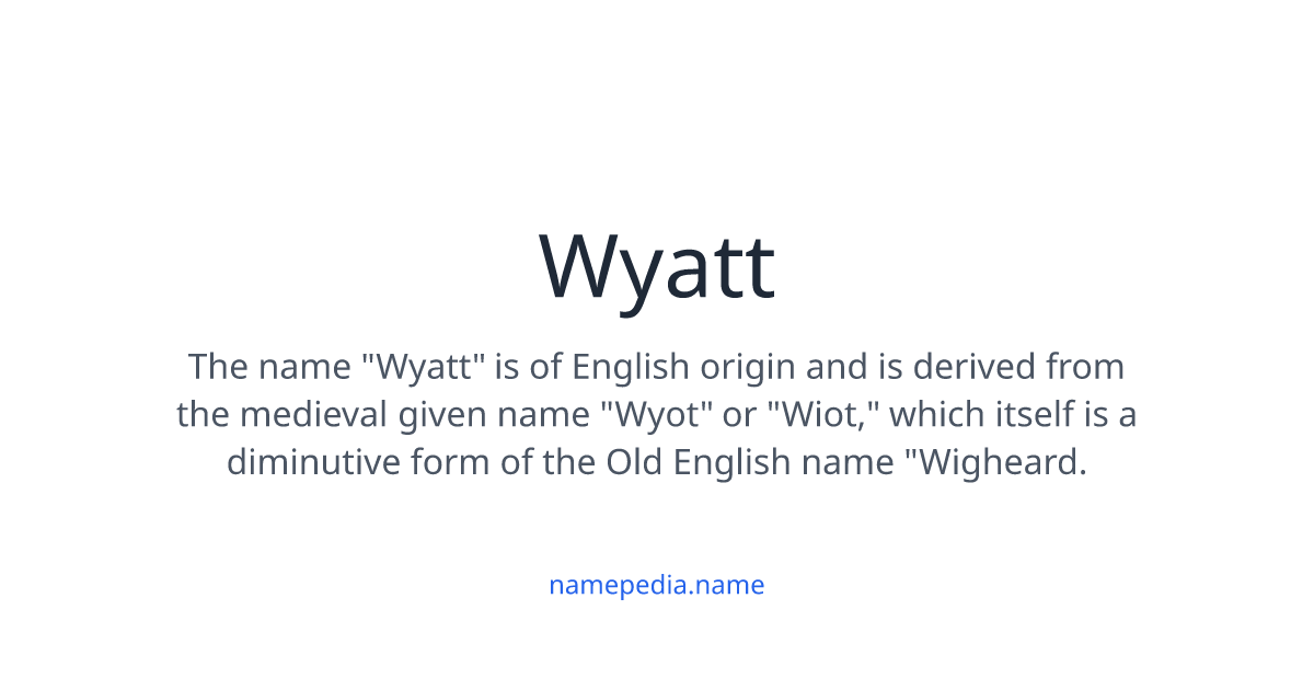 Wyatt Meaning, Origin, Nicknames & Popularity | Namepedia