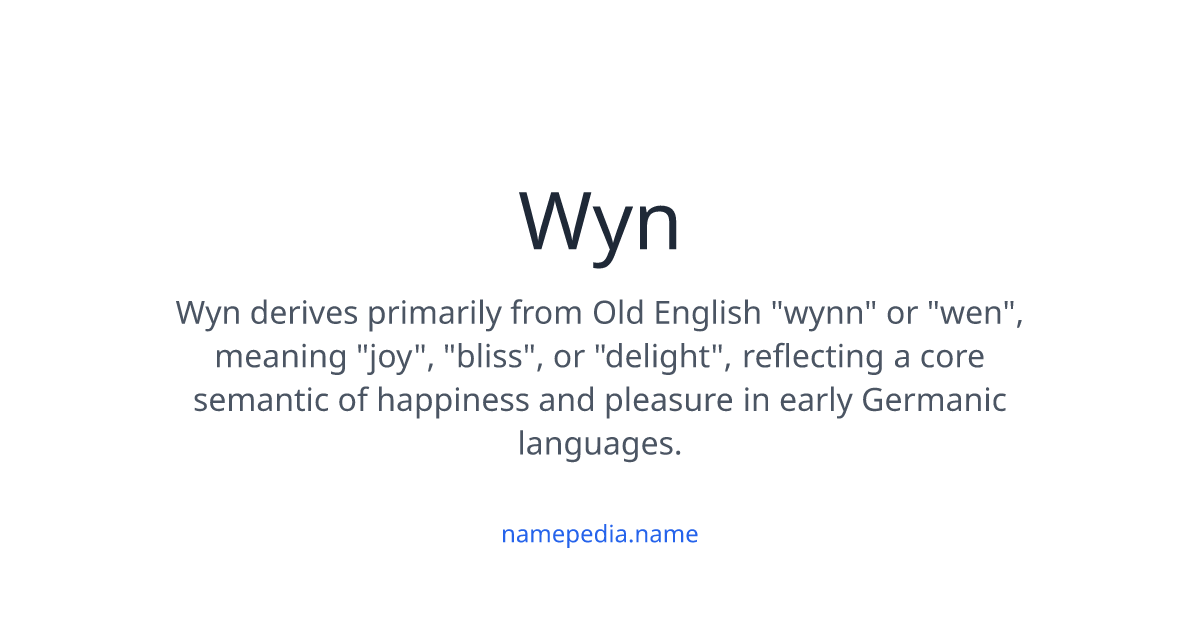Wyn Meaning, Origin, Nicknames & Popularity | Namepedia