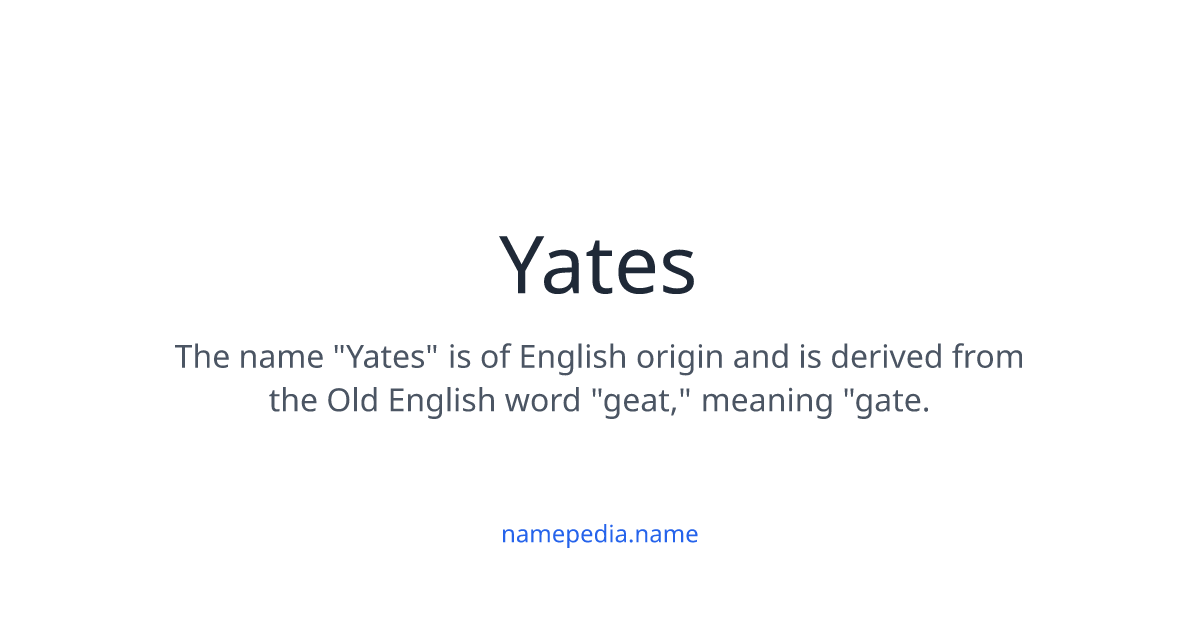 Yates Meaning, Origin, Nicknames & Popularity | Namepedia