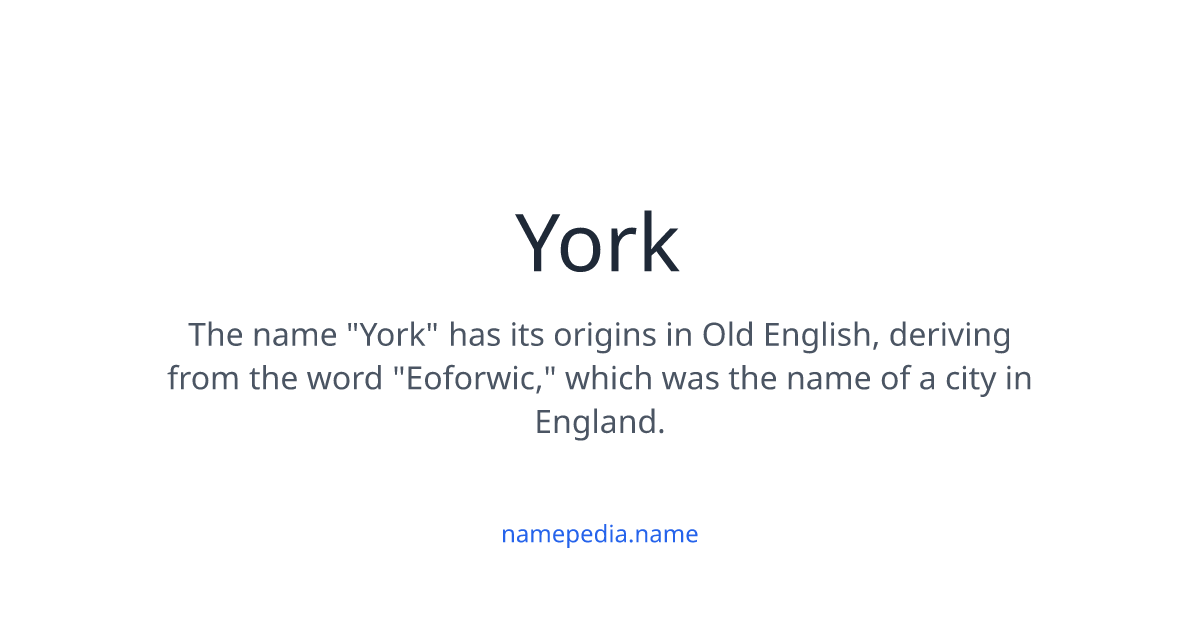 York - Meaning, Nicknames, Origins and More | Namepedia