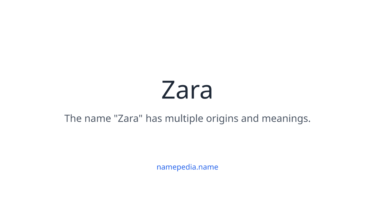 Zara - Meaning, Nicknames, Origins and More | Namepedia