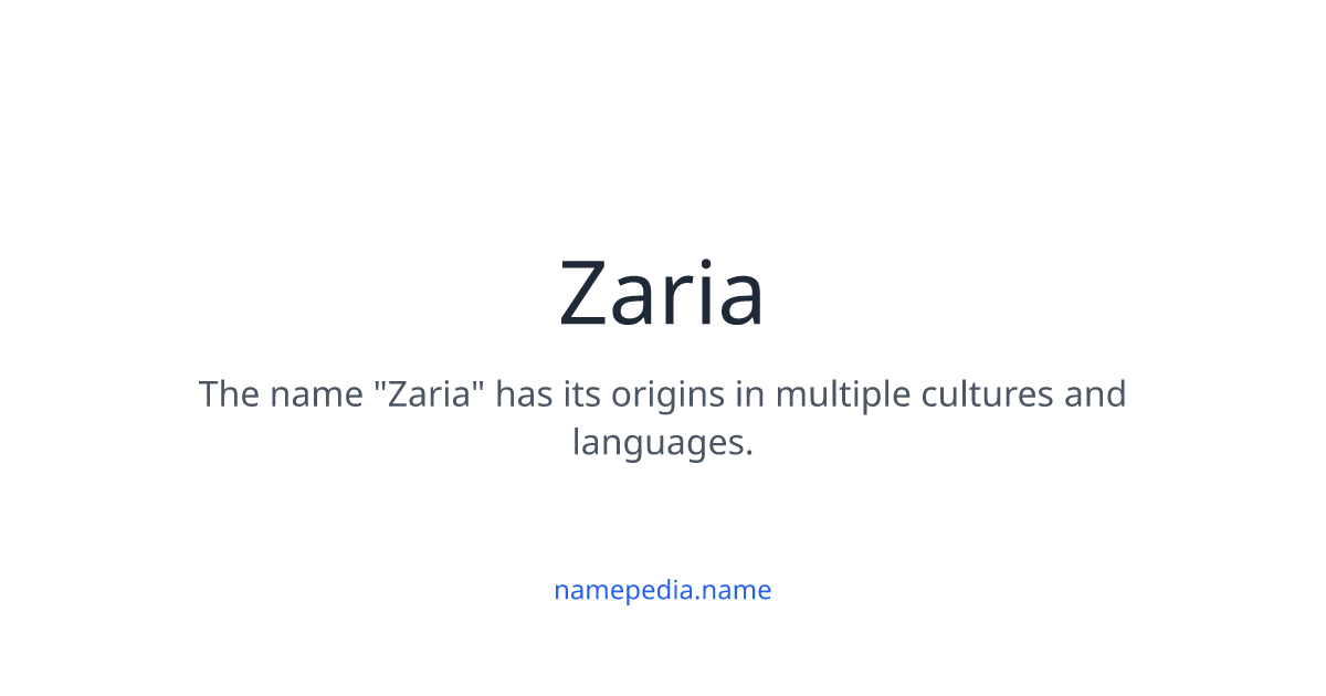 Zaria - Meaning, Nicknames, Origins and More | Namepedia