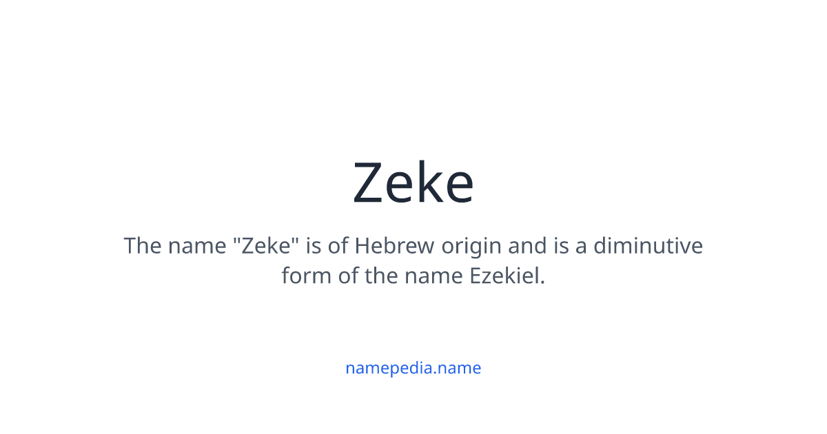 Zeke - Meaning, Nicknames, Origins and More | Namepedia