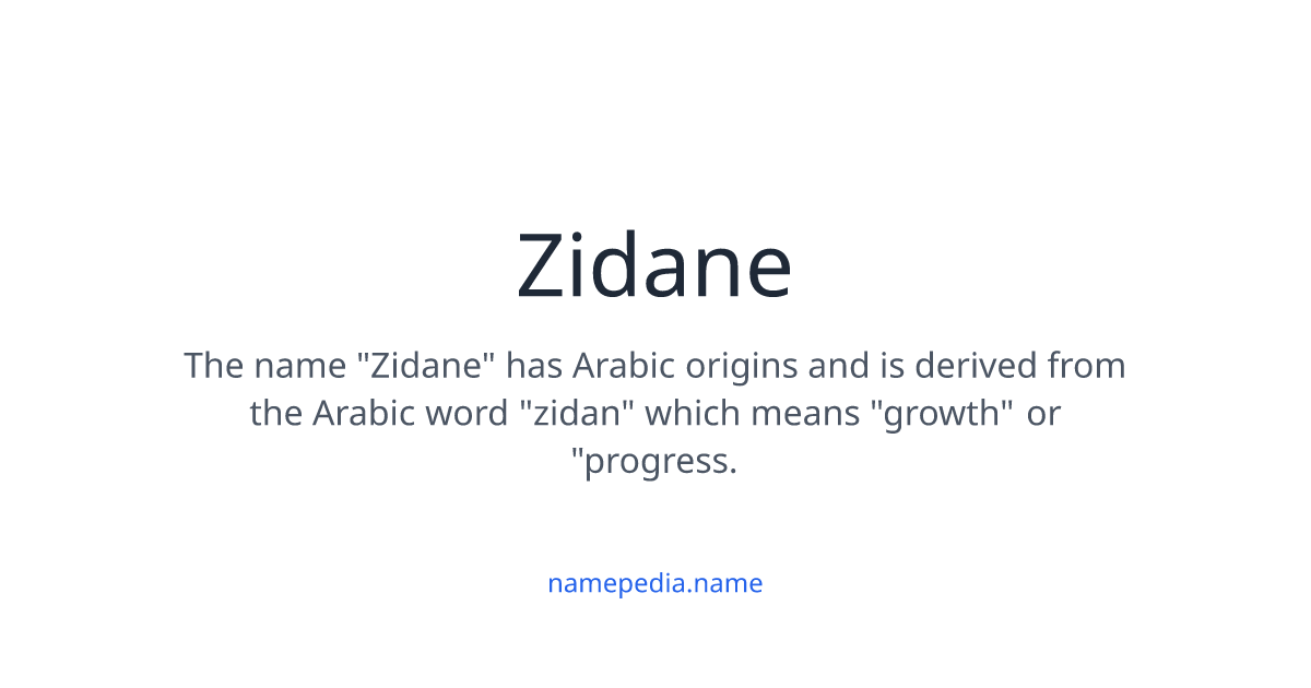 Zidane - Meaning, Nicknames, Origins and More | Namepedia