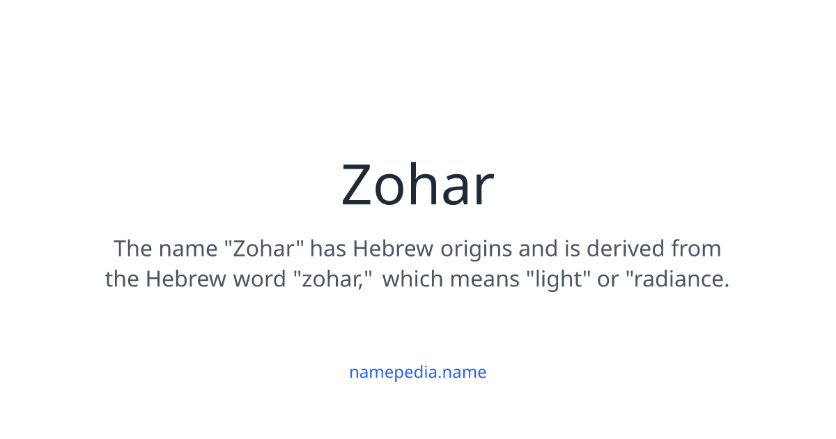 Zohar - Meaning, Nicknames, Origins and More | Namepedia